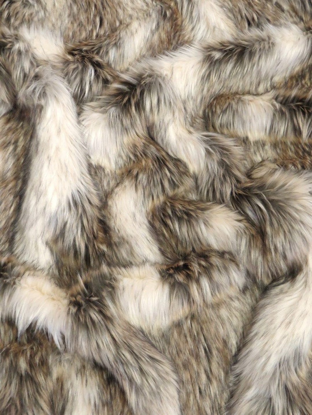 Faux Fake Fur Animal Long Pile Coat Costume Fabric - MOJAVE DESERT WOLF ...