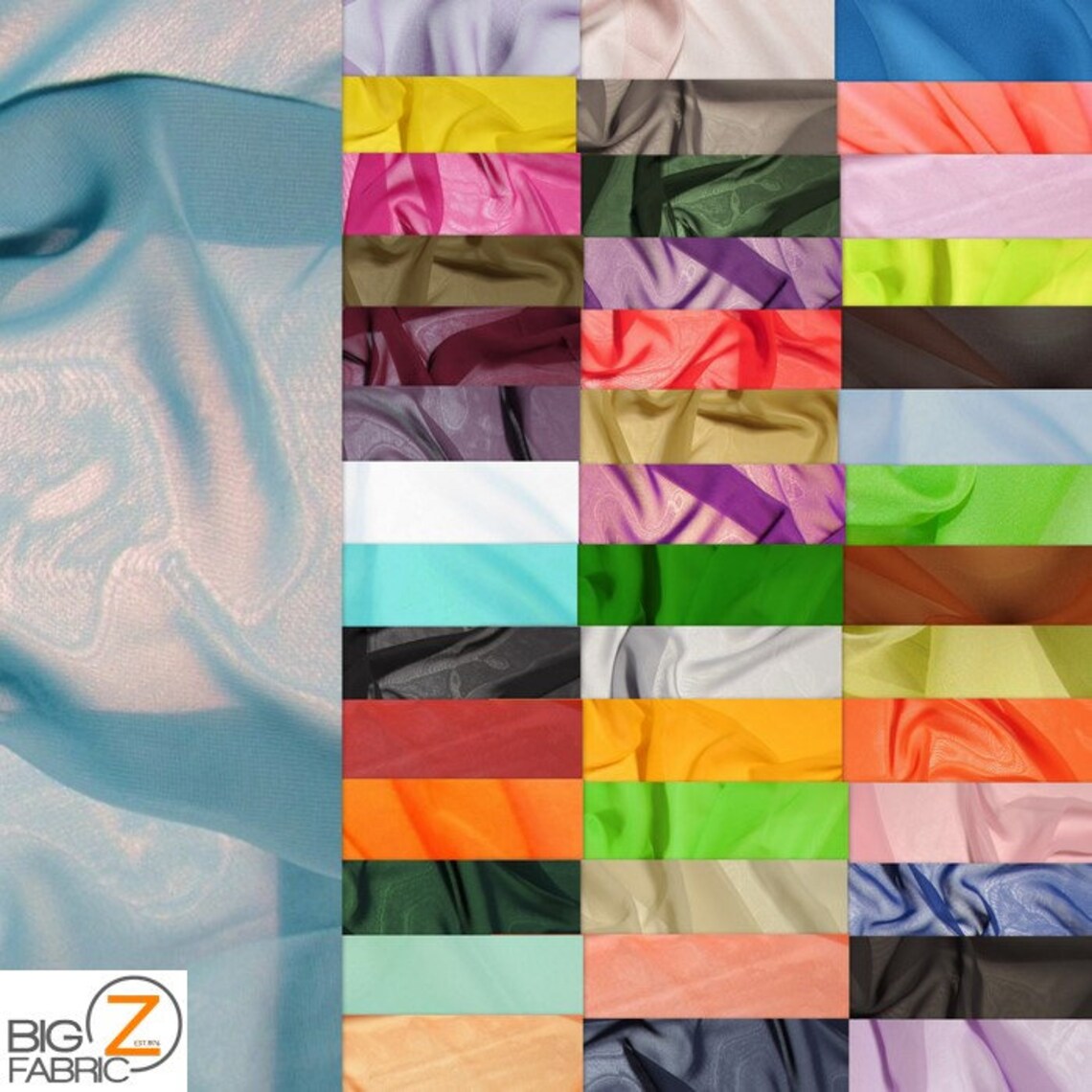 Solid Hi-multi Chiffon Dress Fabric - BLUSH - 58" Width Sold by the ...