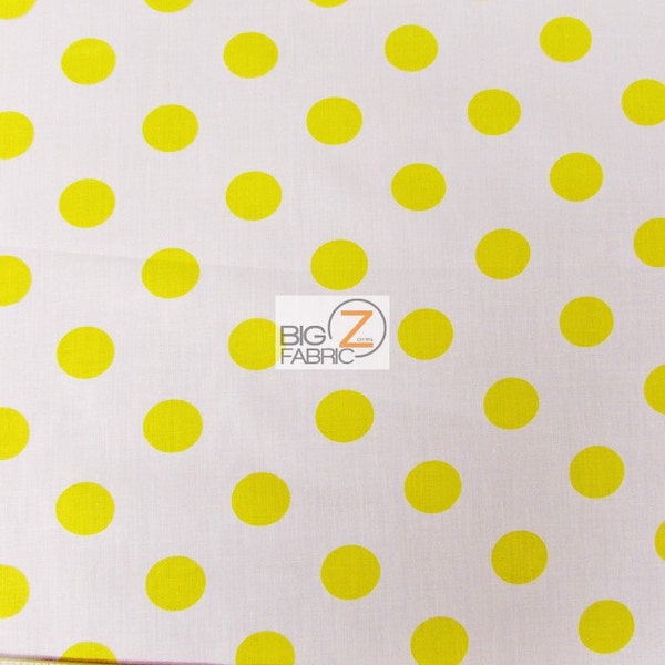 Yellow and White Polka Dot Fabric - Etsy