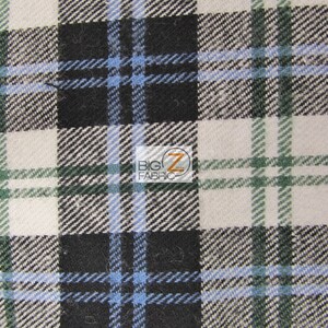 Tartan Plaid Uniform Apparel Flannel Fabric WHITE/BLACK By | Etsy