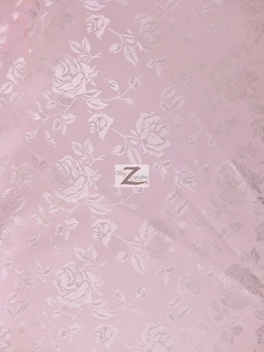 Floral Rose Jacquard Satin Fabric - LIGHT PINK - 60" Width Sold by the ...