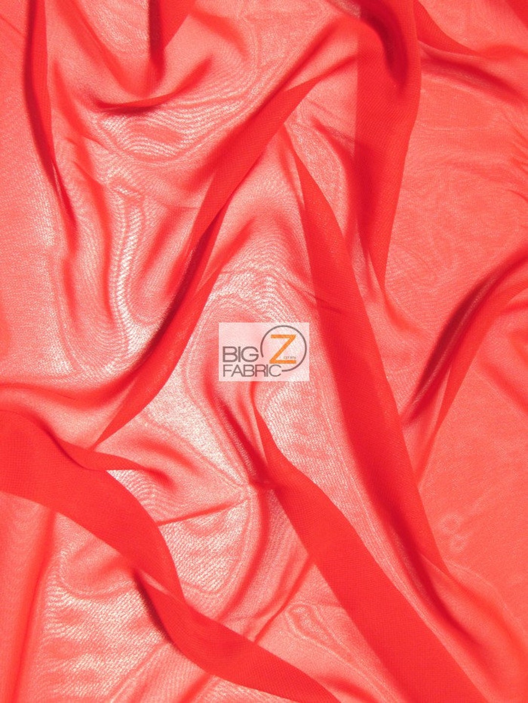 Solid Hi-multi Chiffon Dress Fabric - RED - 58" Width Sold by the Yard ...