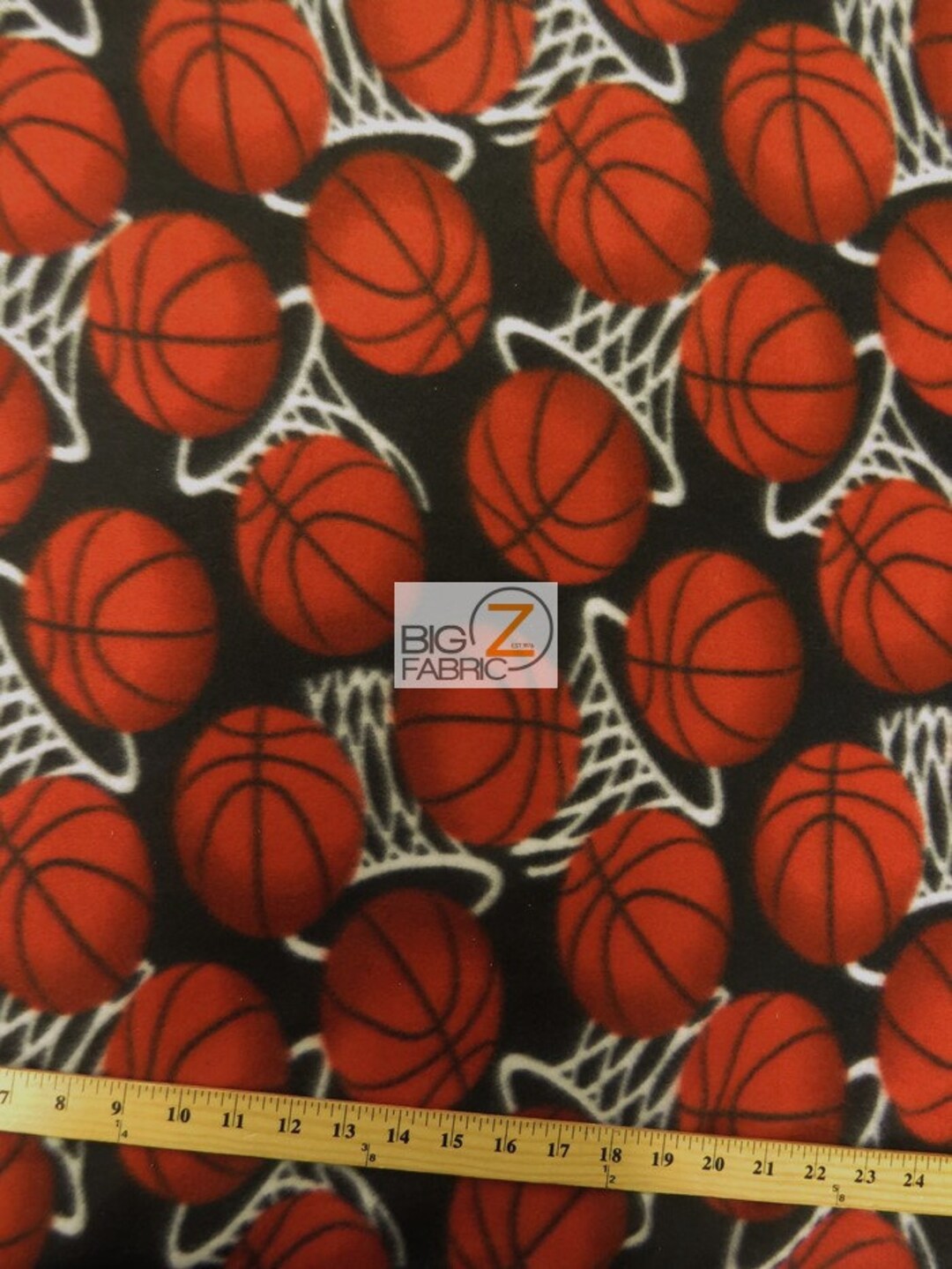 Basketball Print Polar Fleece Fabric - HOOPS - 60" Wide by the Yard ...