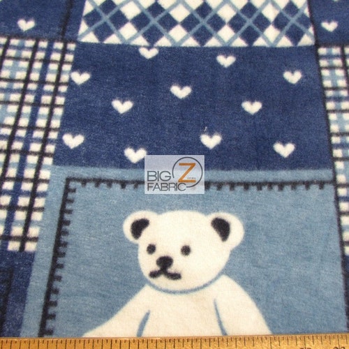 Fleece Printed Fabric Teddy Bears Royal Blue Sold by the - Etsy