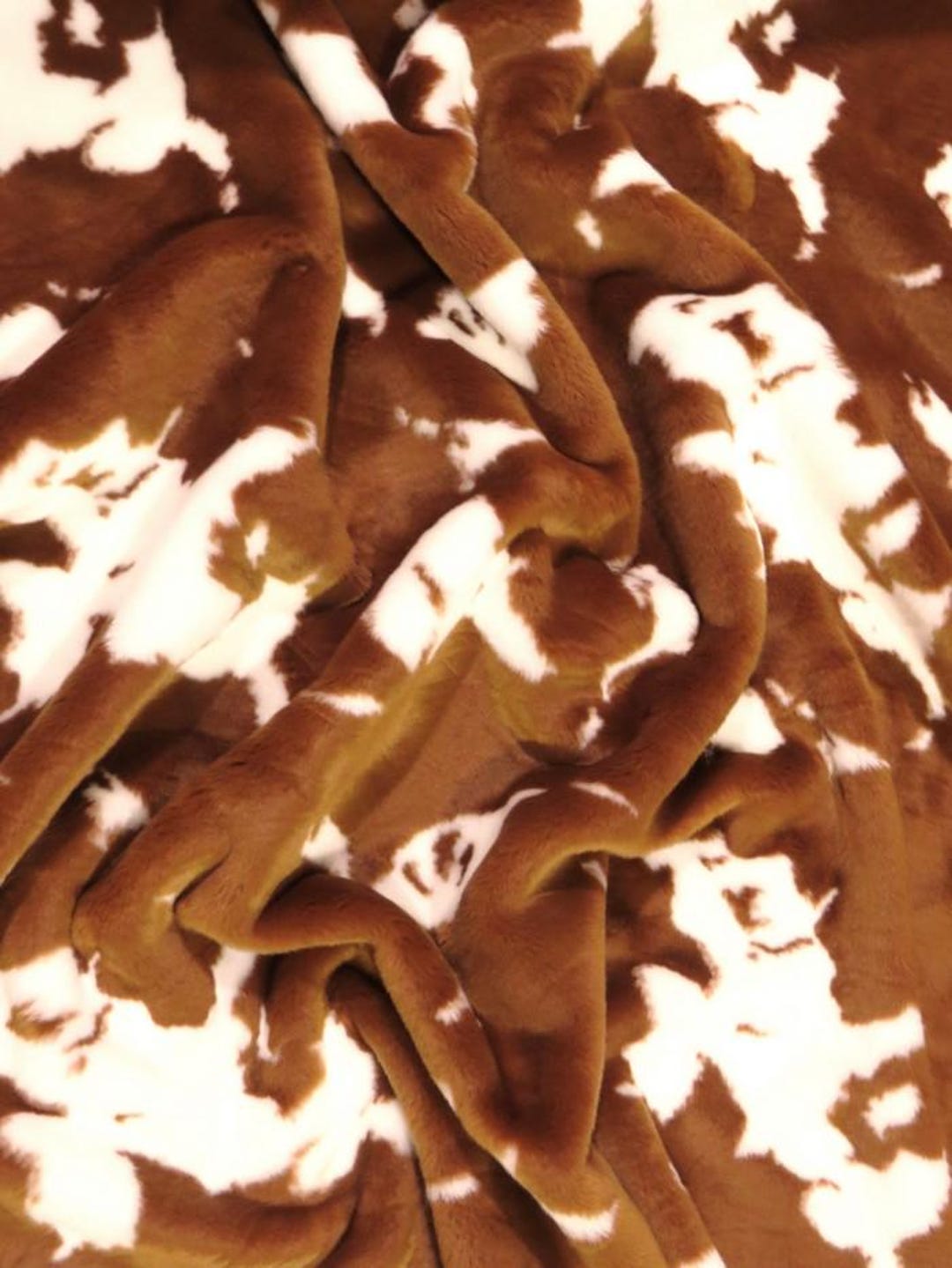 Rust/white Half Shag Faux Fur Fabric (cow)(knit Backing) - Etsy