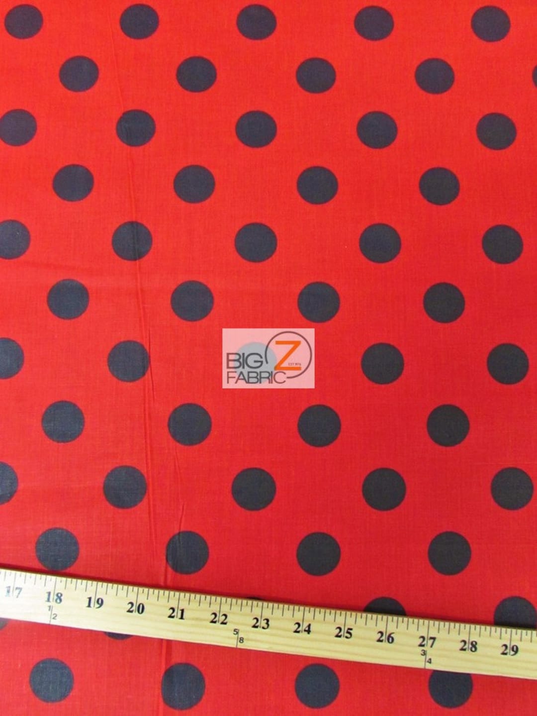 Big Polka Dot Polycotton Fabric - RED/BLACK Dots - Sold by the Yard ...