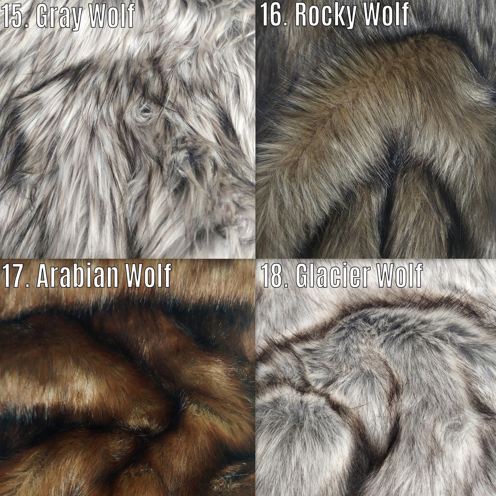 Faux Fake Fur Animal Coat Costume Fabric wolf Series 22 Colors Sold by ...