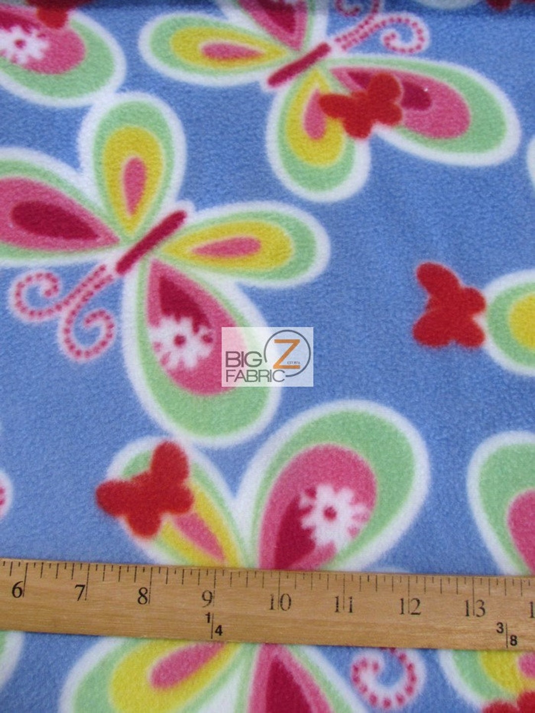 Summer Butterflies Aqua Fleece Printed Fabric - 60" Width Sold by the ...