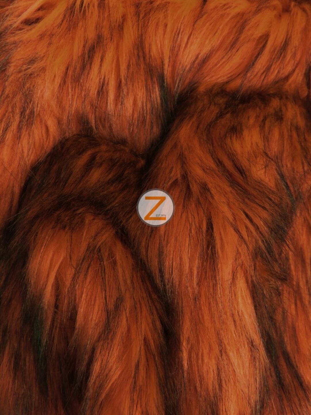 Faux Fake Fur Arctic Alaskan Husky Long Pile Fabric - TANGERINE - Sold ...