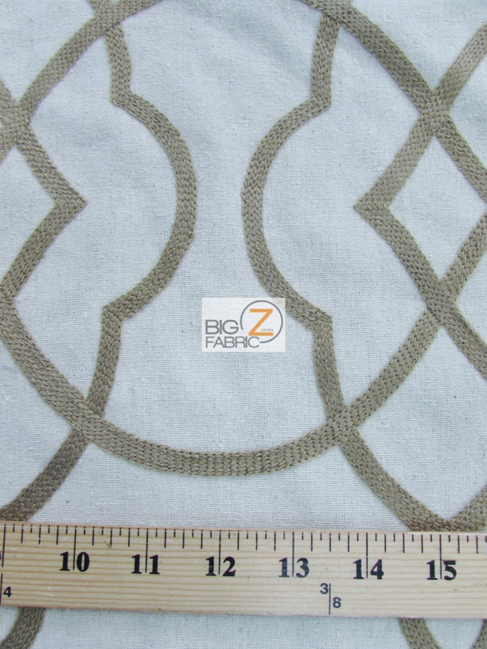 Modern Trellis Poly Linen Blend Upholstery Fabric - RUSTIC KHAKI - Sold ...
