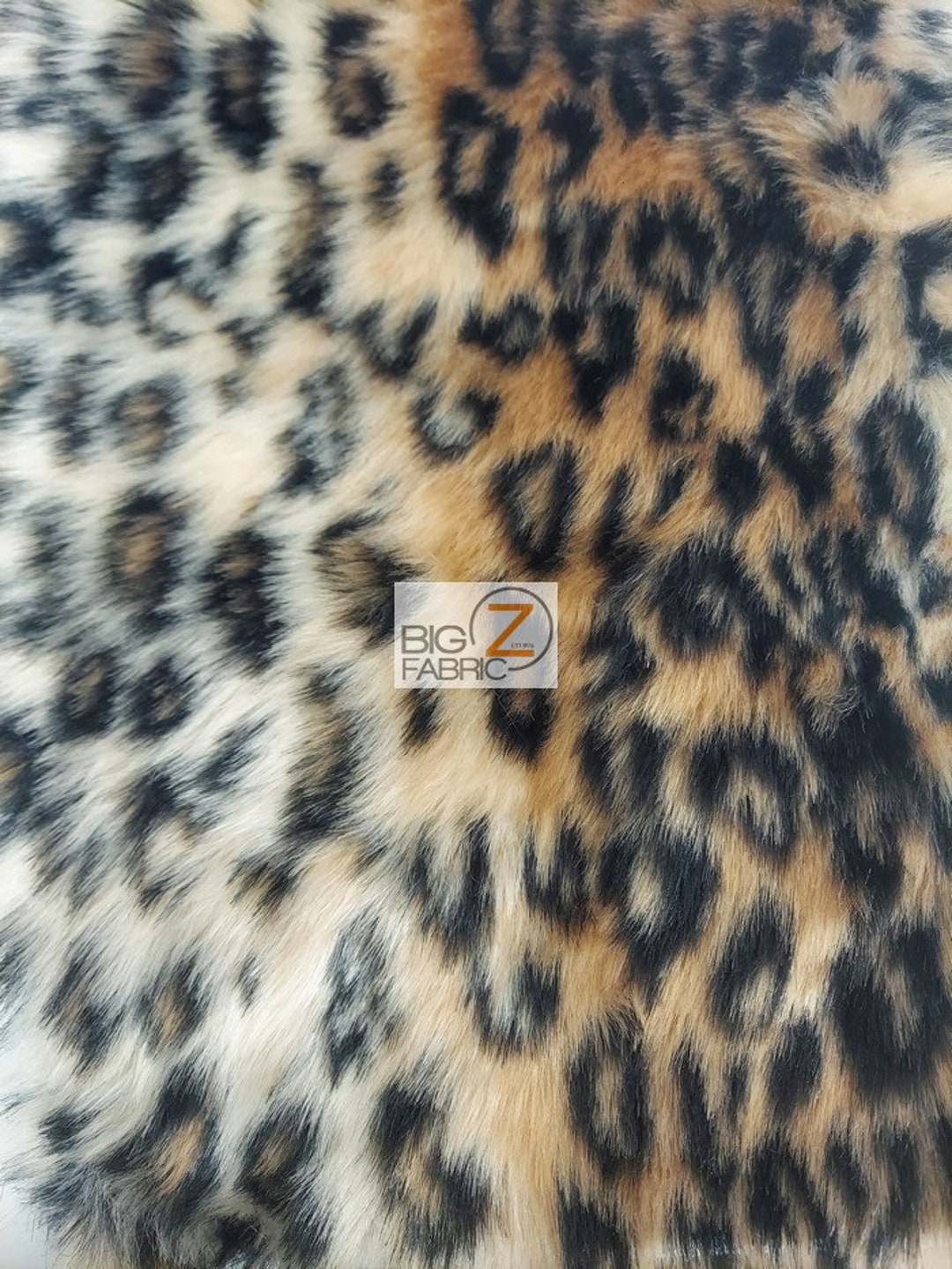 Faux Fake Fur Leopard Cheetah Animal Long Pile Fabric Snow Leopard ...