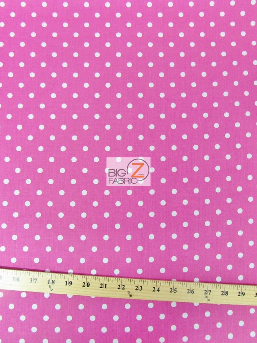 Small Polka Dot Poly Cotton Fabric - FUCHSIA/WHITE Dots - Sold by the ...