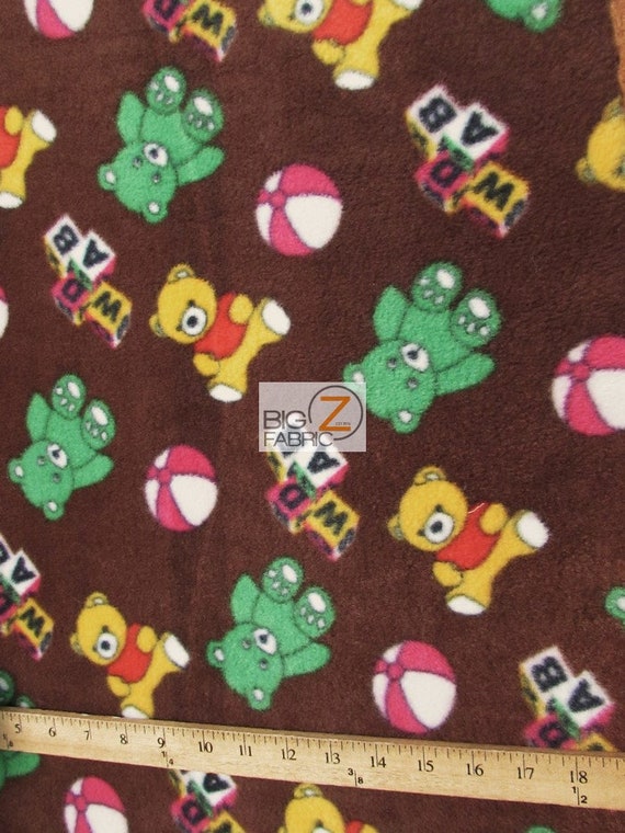 Fleece Printed Fabric Fun Teddy Bears Brown Sold by the - Etsy
