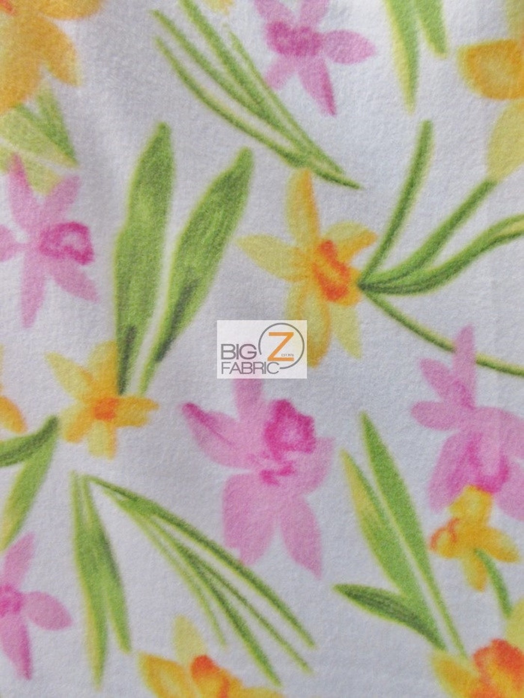 Spring Floral Rosette Polar Fleece Fabric - 60" Width Sold by the Yard ...