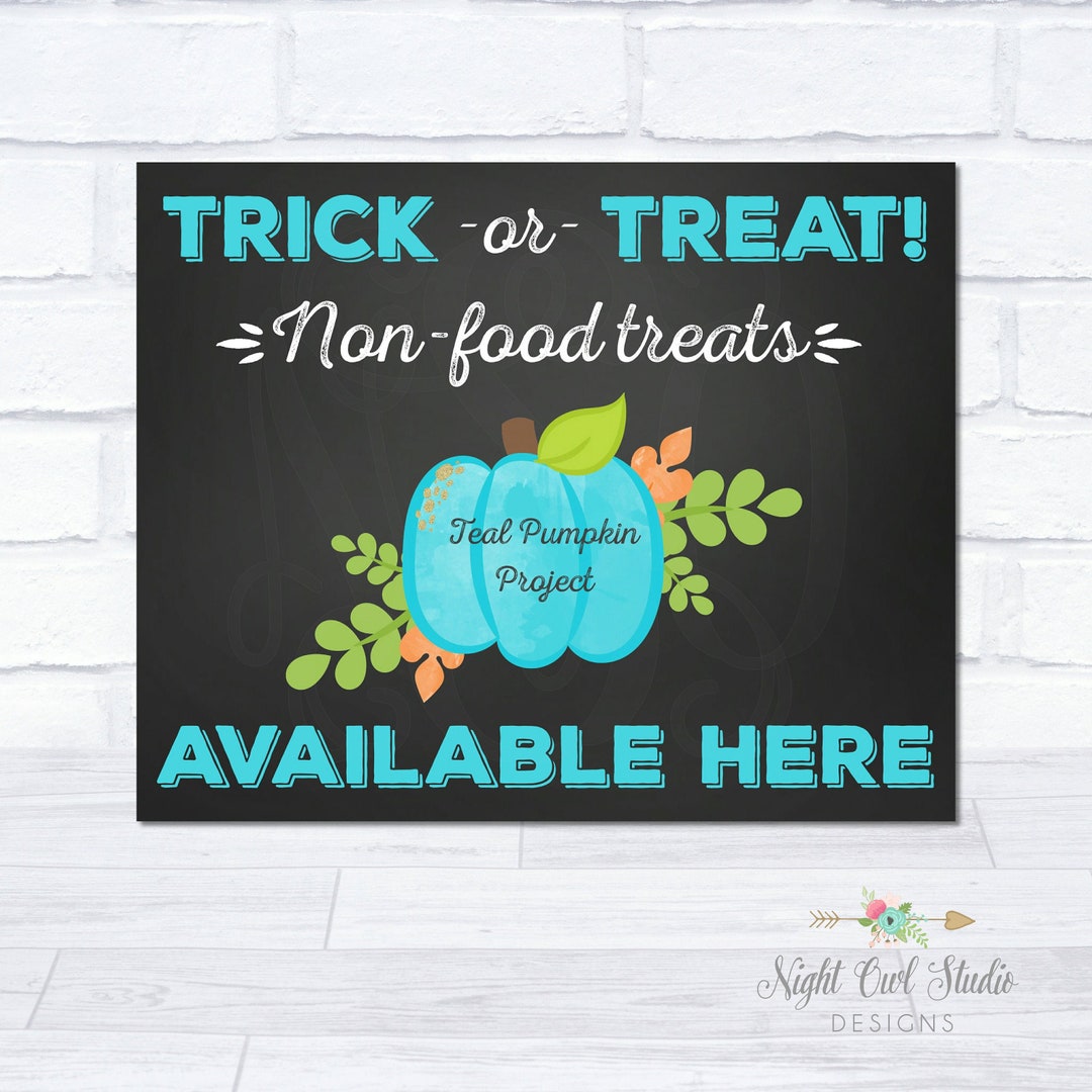 Teal Pumpkin Project Sign, Printable Teal Pumpkin Sign, Halloween Porch ...