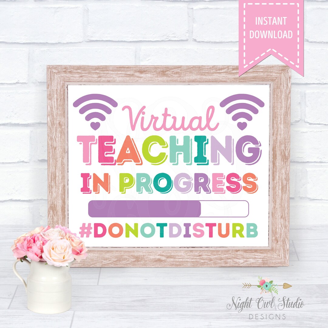 Virtual Learning in Progress Sign, Online Learning School Sign, Virtual ...
