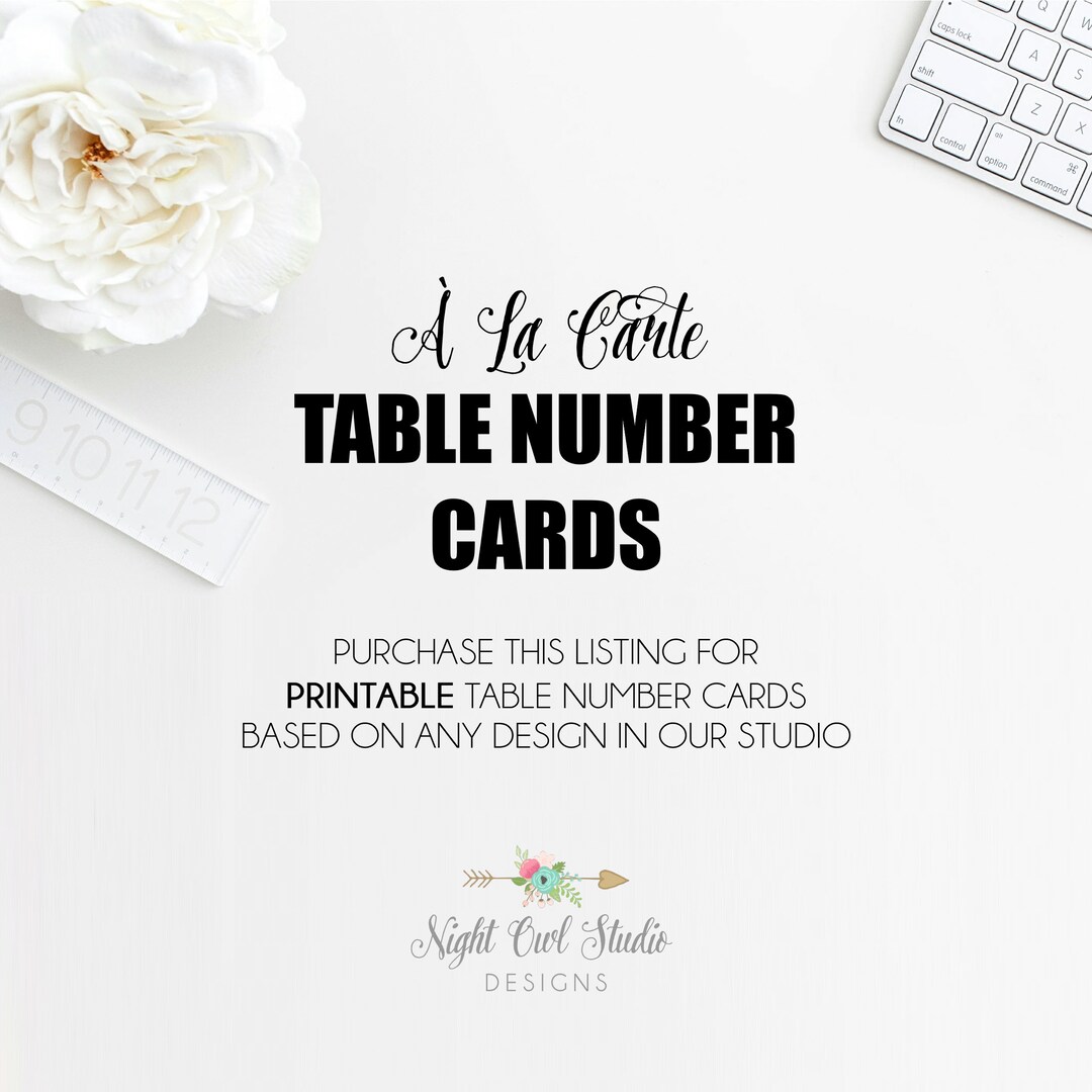 Printable Table Number Cards, Wedding Table Numbers, Bridal Shower ...