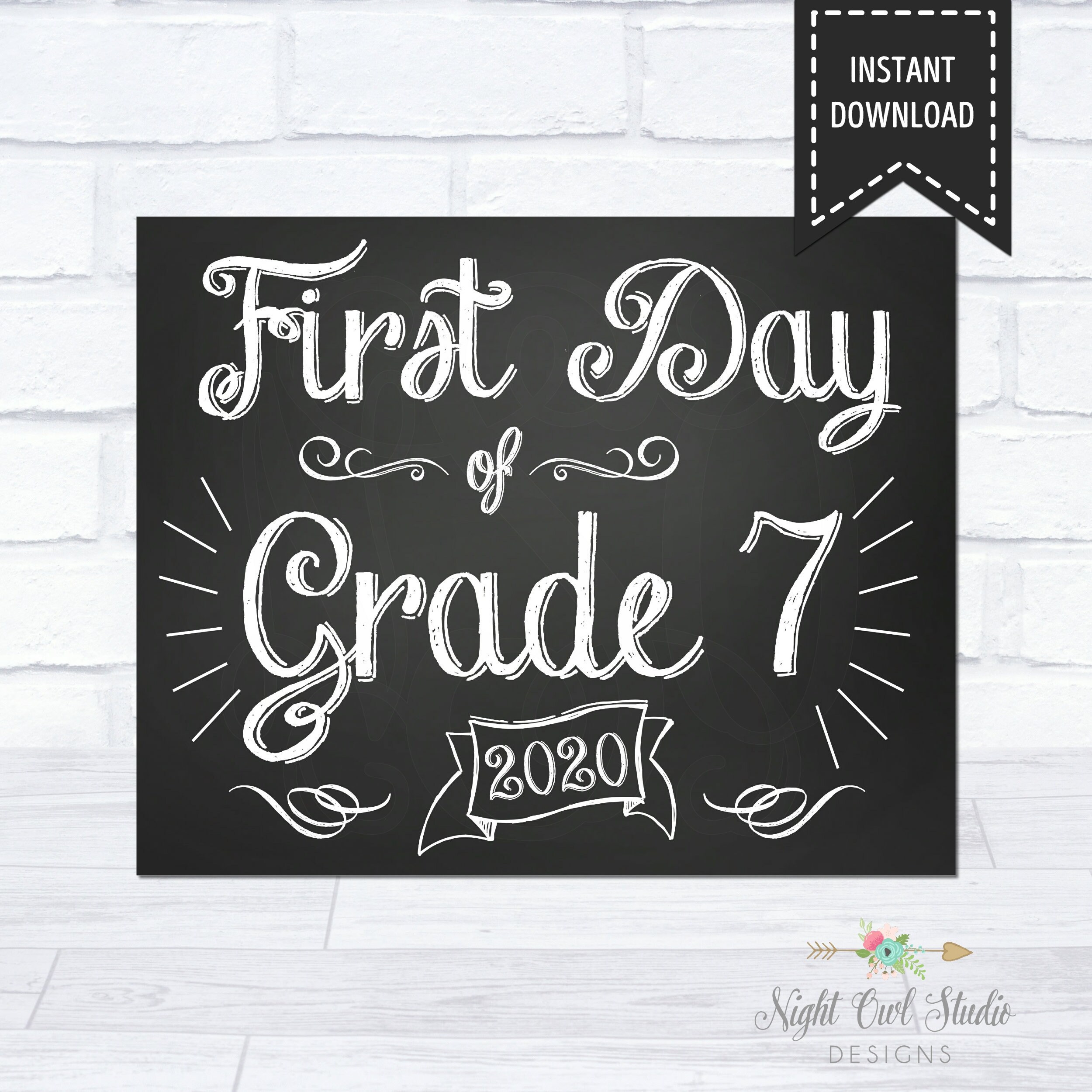First Day of GRADE 7 Sign First Day of School Sign Back to | Etsy