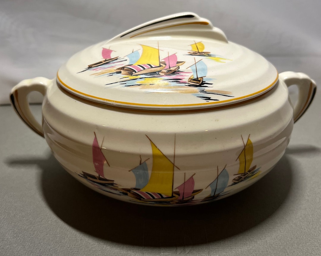 30's Edwin M. Knowles Art Deco Yorktown Shape Covered - Etsy