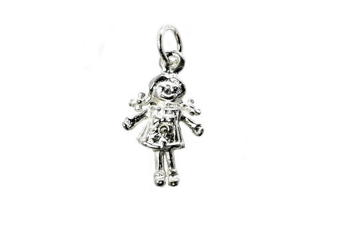 Sterling Silver Rag Doll Charm for Bracelets, Charm for Necklace, Rag ...