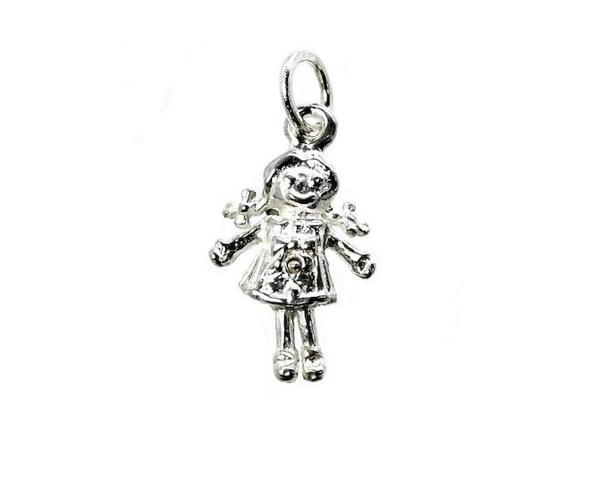 Sterling Silver Rag Doll Charm for Bracelets, Charm for Necklace, Rag ...