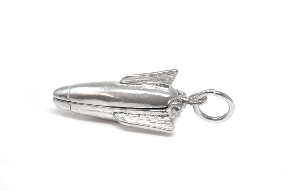 Sterling Silver Opening Alien in Spaceship/space Rocket Charm for ...