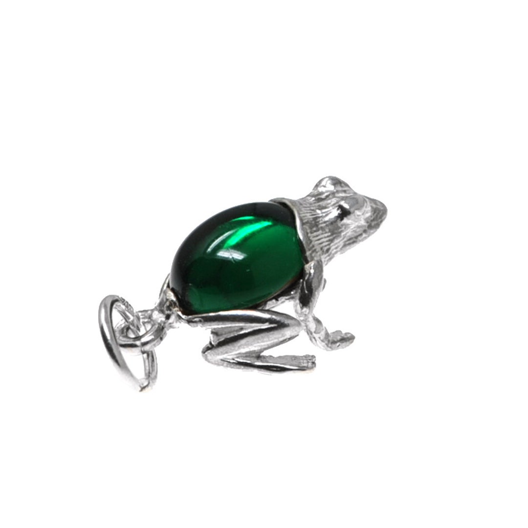 Sterling Silver & Crystal Emerald Set Crouching Frog Charm for ...