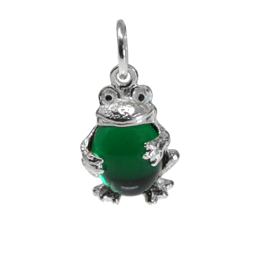 Sterling Silver Frog Charm Set With Emerald Crystal, Novelty Theme - Etsy