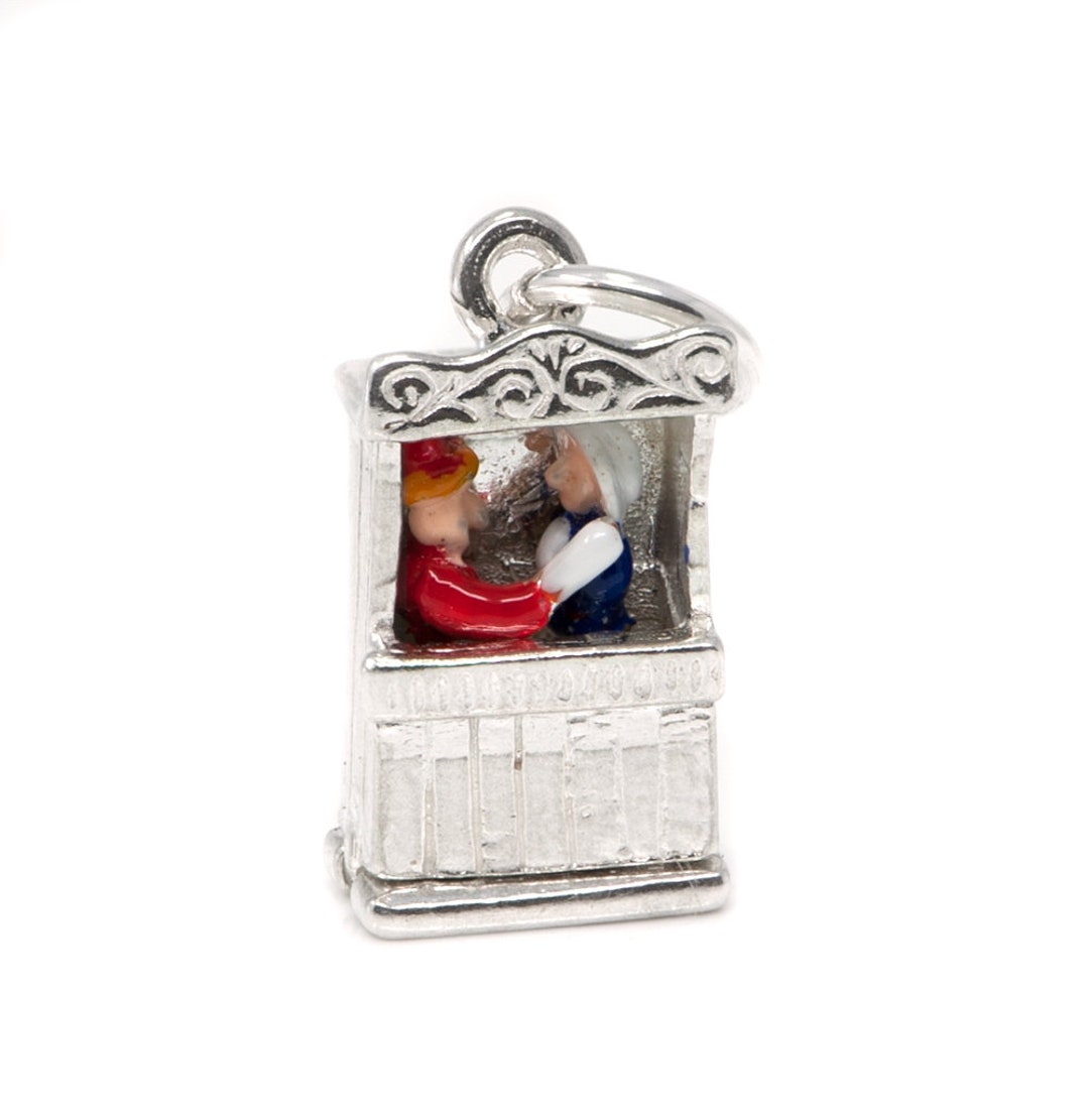 Sterling Silver Enamelled Punch & Judy Charm for Bracelets, Charm for ...