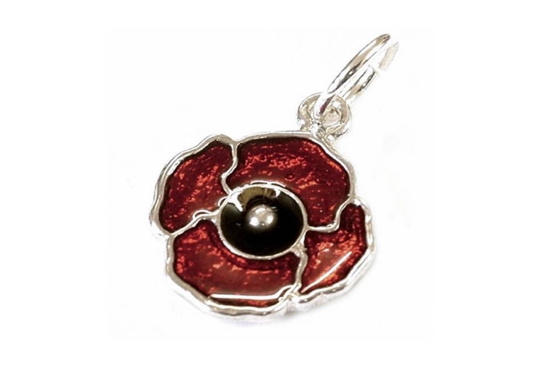 Sterling Silver & Enamelled Poppy Charm for Bracelets Charm - Etsy