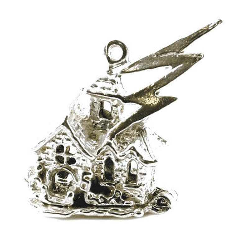 Sterling Silver Opening Haunted House Charm With Enamel Ghost - Etsy