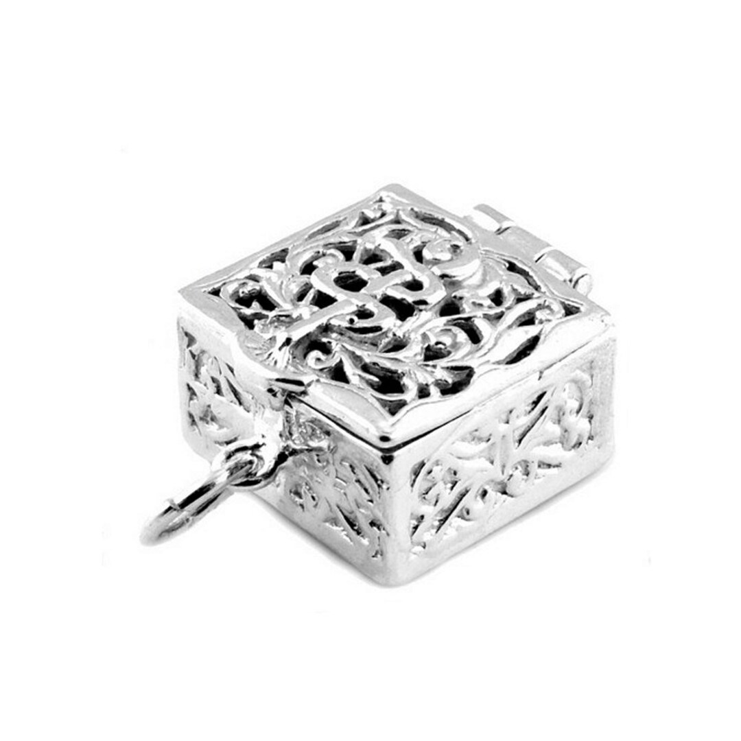 Sterling Silver Opening Ornate Pill Box Charm for Bracelets, Charm for ...