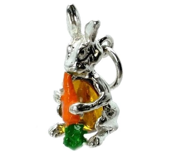 Sterling Silver Crystal Set Peter Rabbit Charm for | Etsy