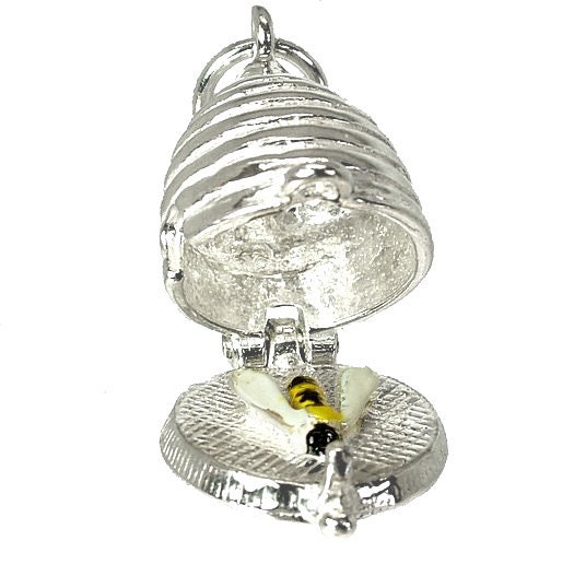 Sterling Silver Opening Beehive Charm, Bumble Bee Inside - Etsy