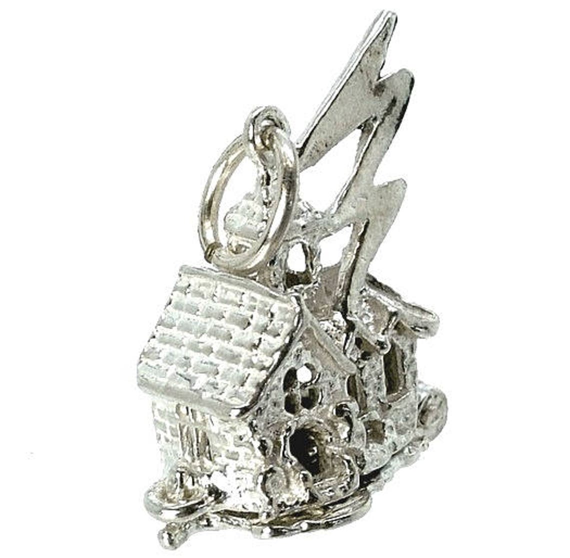 Sterling Silver Opening Haunted House Charm With Enamel Ghost - Etsy