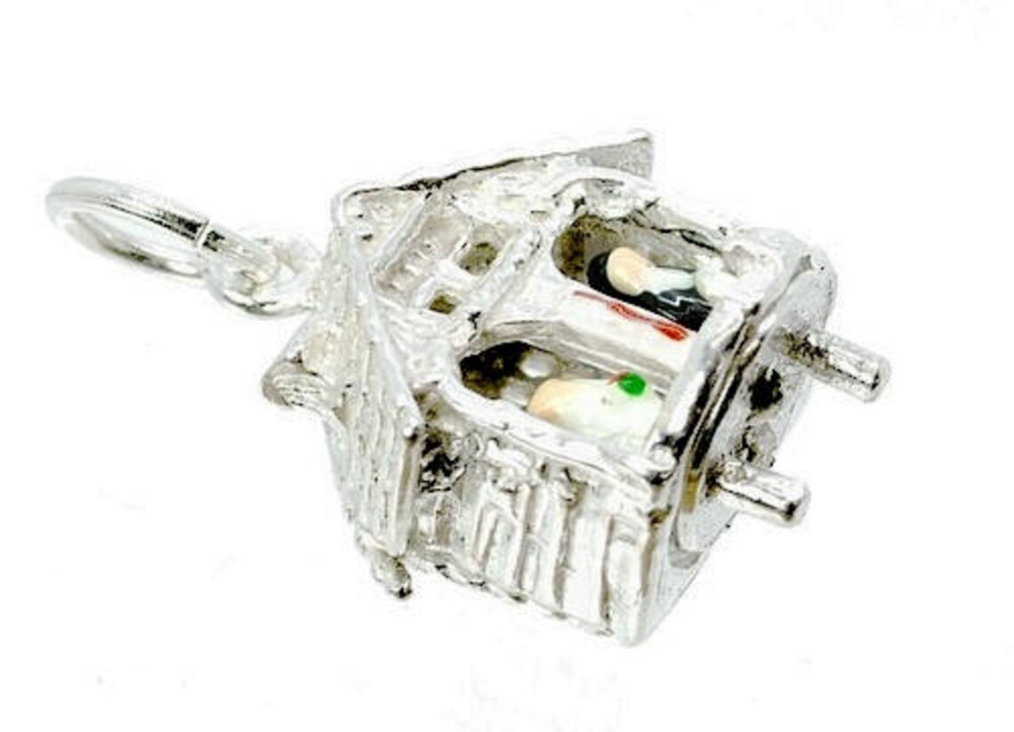 Sterling Silver Movable Enamelled Wedding Weather House Charm | Etsy