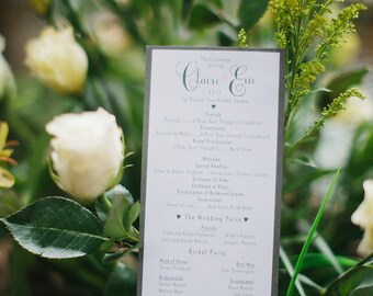 Printable front and back Wedding Program and Thank You | Etsy