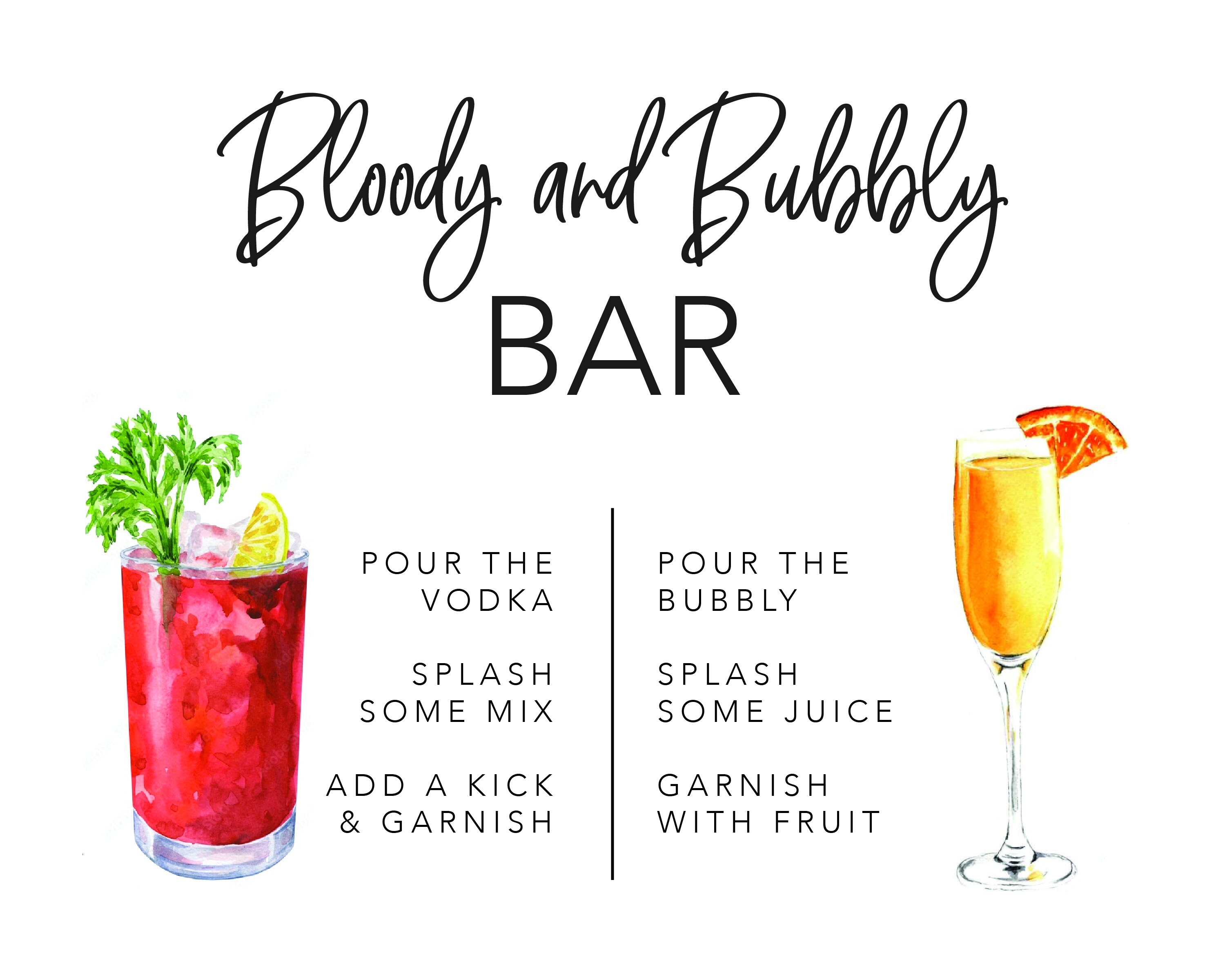 Bloody Mary and Bubbly Bar Sign, Instant Download - Etsy