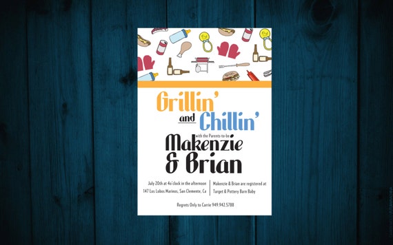 Printable Grillin' & Chillin' Baby Shower Invitation | Etsy