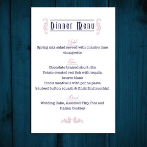 Printable Victorian Wedding Menu - Etsy
