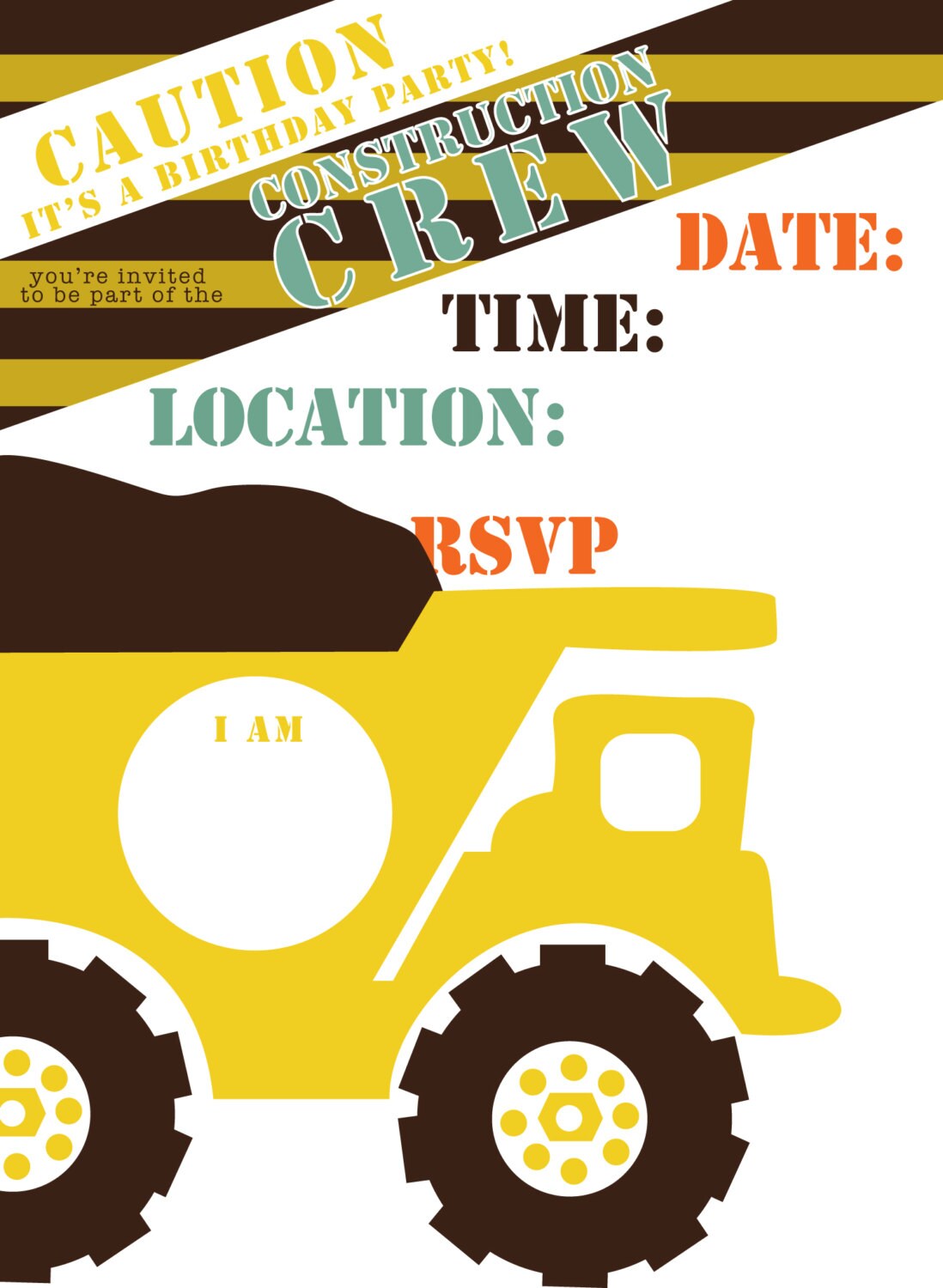 Pack of 10 Construction Invitations - Etsy