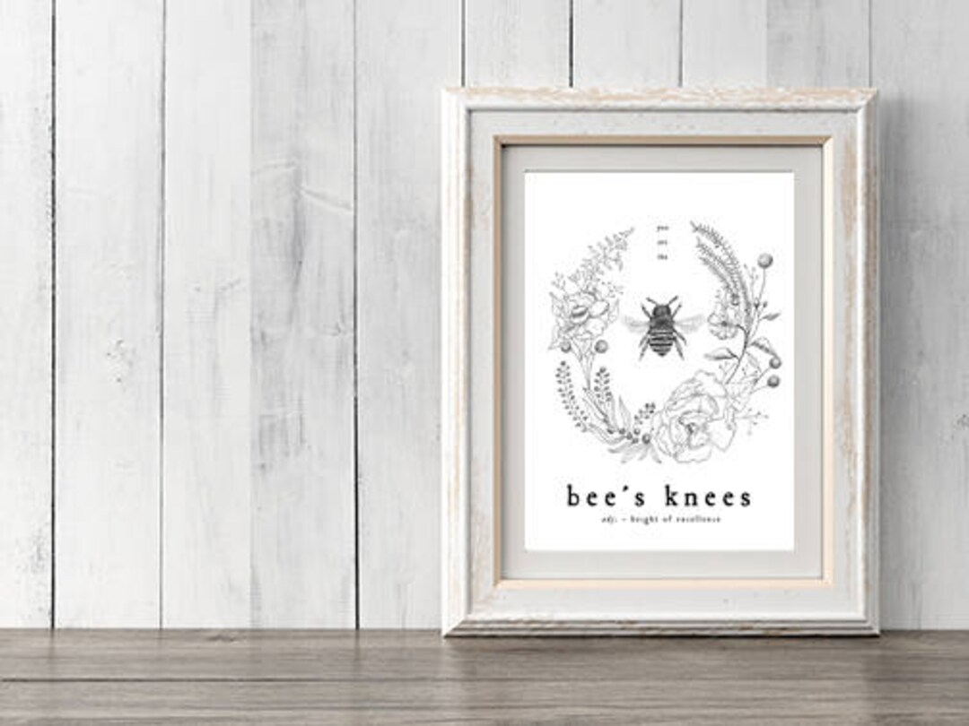 Printable Download Wall Art You're the Bee's Knees Floral Wreath - Etsy