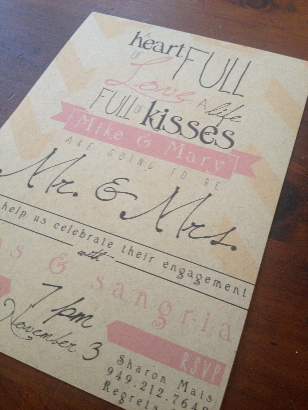 Printable Typographic and Cheveron Engagement Invitation - Etsy