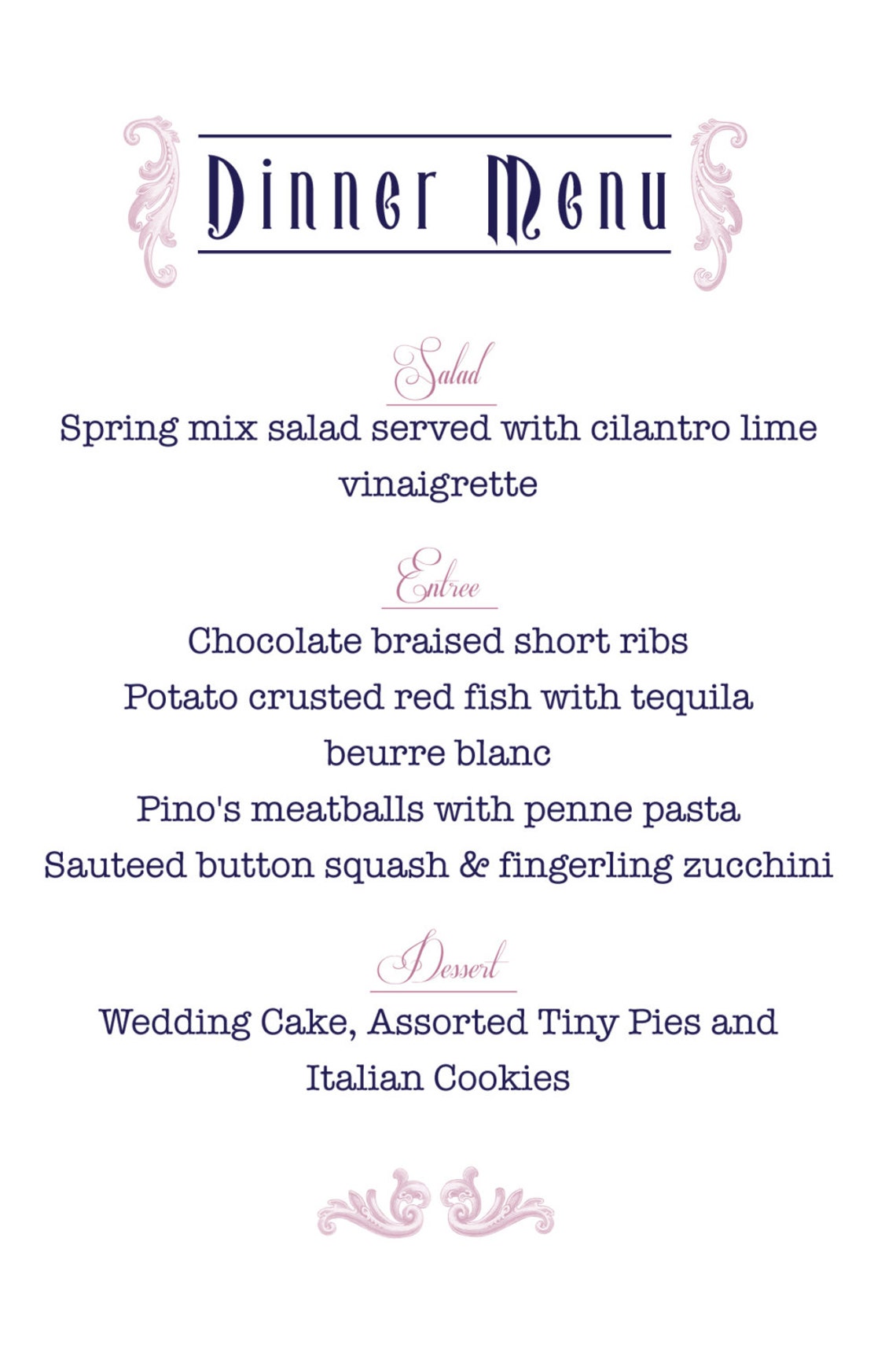 Printable Victorian Wedding Menu - Etsy