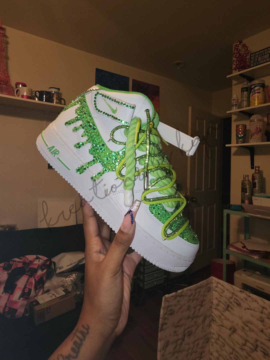 Rhinestone Drip AF1 Mid - Etsy