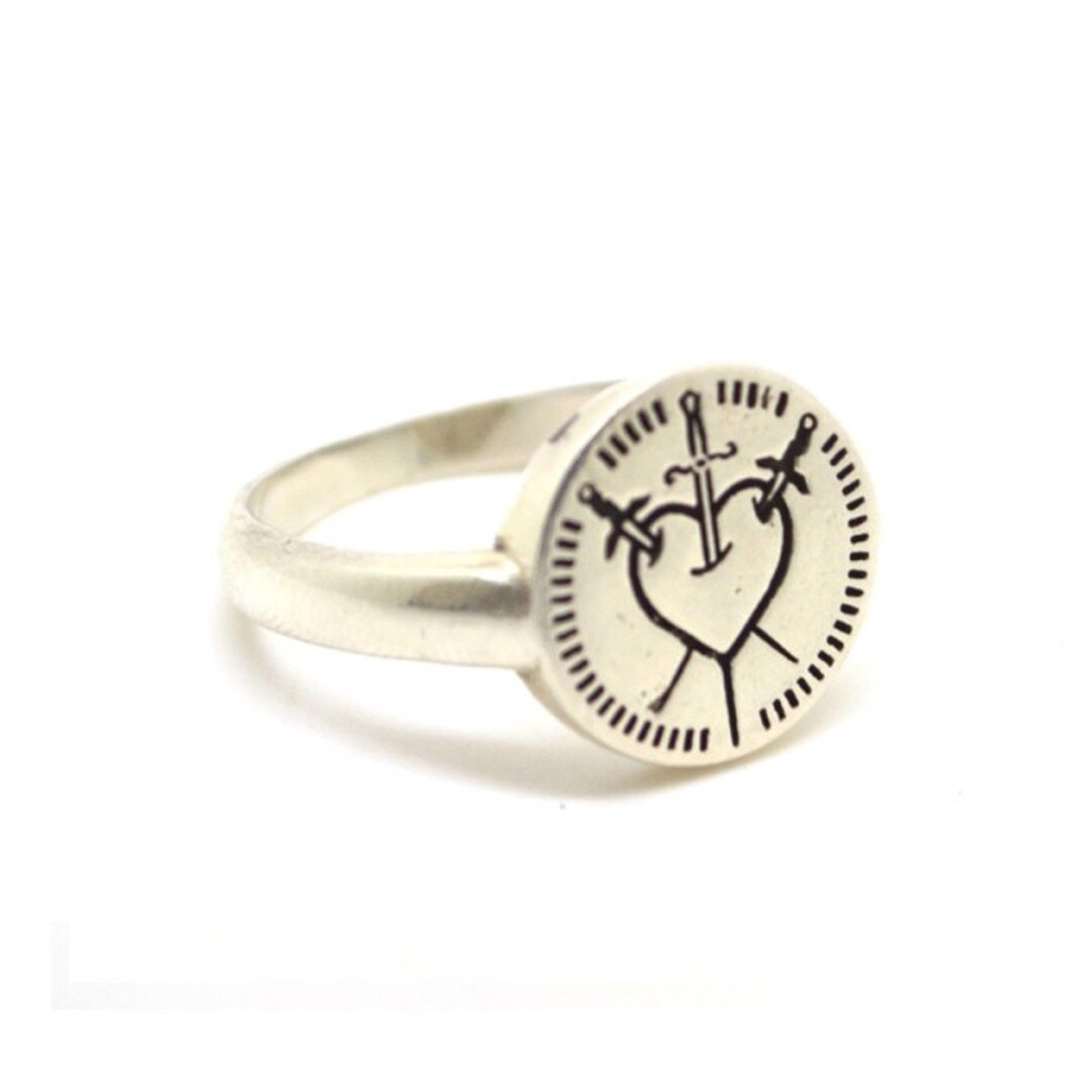 Three of Swords Tarot Ring, Destiny, Love, Sterling Silver 925 or Gold ...