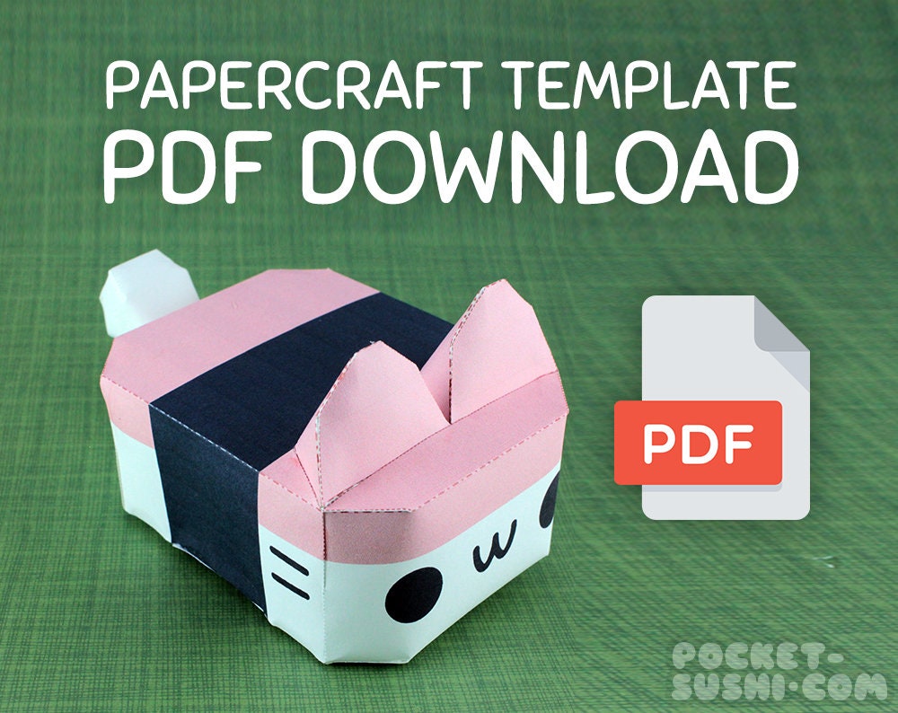 Mewsubi the Musubi Cat Papercraft Template - Etsy Hong Kong
