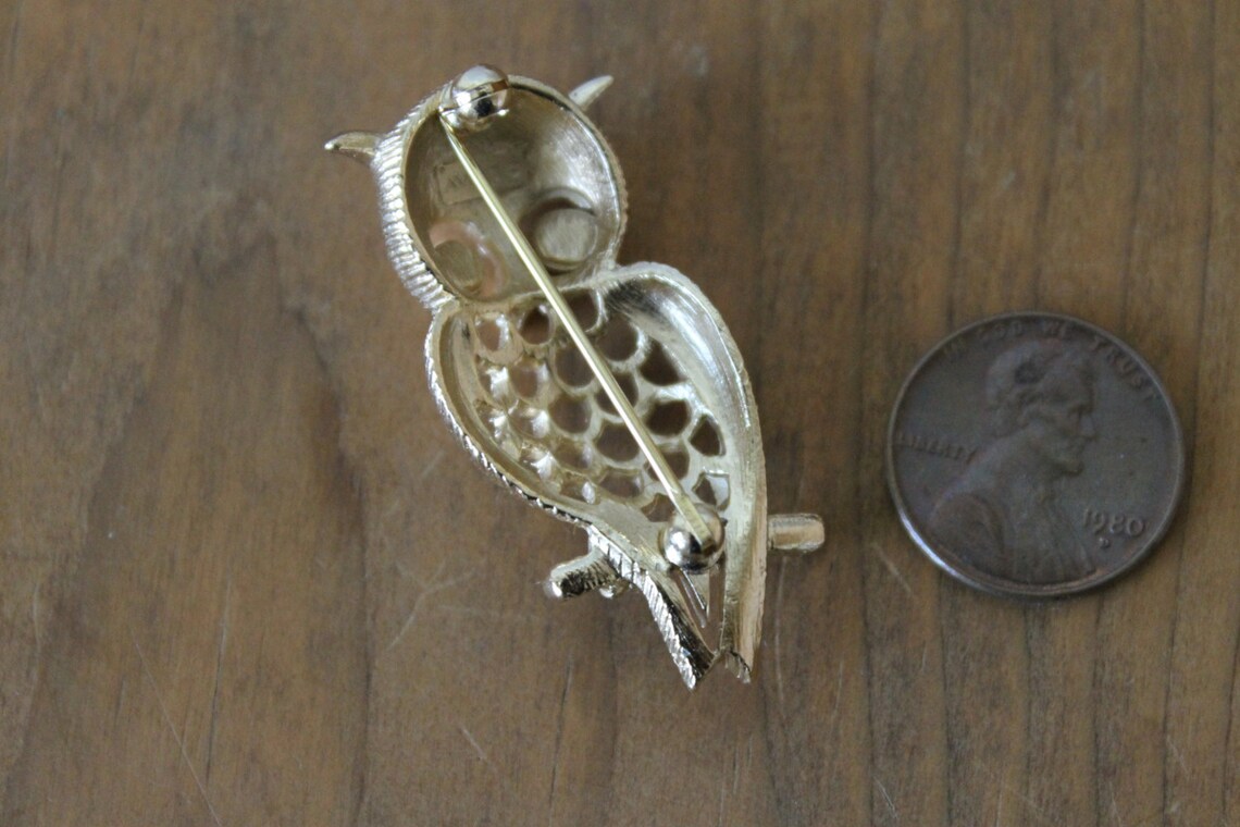 Vintage Owl Avon Pin Red Glass Eyes Owl Gold Tone Owl Retro - Etsy