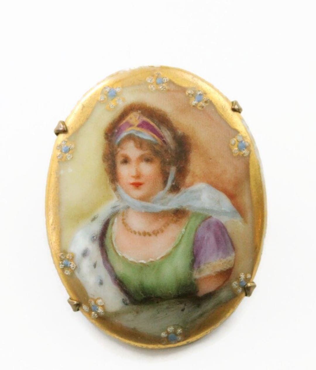 Victorian Portrait Brooch Queen Louisa of Prussia - Miniature Hand ...