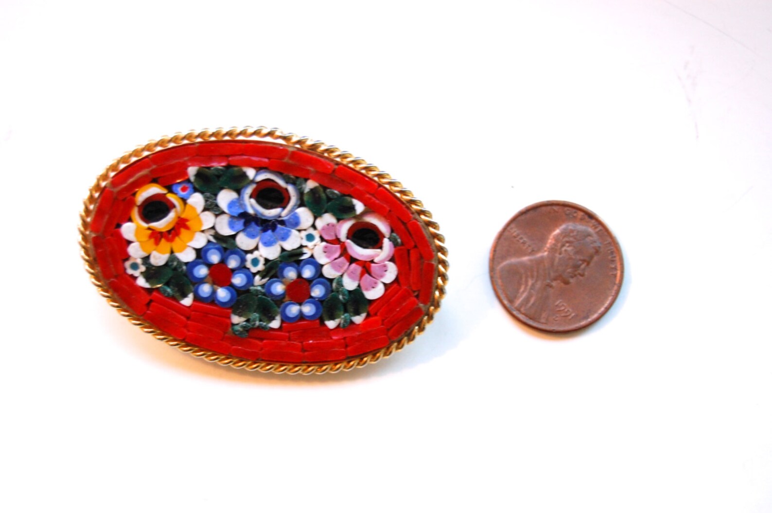 Vintage Floral Micro Mosaic Brooch Italian Brooch Circa - Etsy